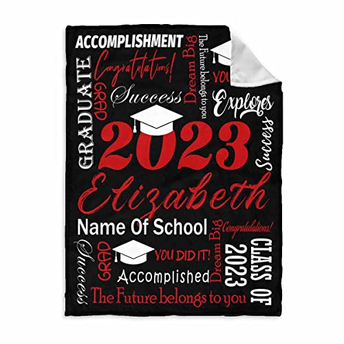 InterestPrint Custom Graduate 2023 Throws Blanket Class of 2023 Grad Congrats Blanket Personalized Graduation Blanket Gifts for Son Daughter Grandson Granddaughter 40x50 Inch