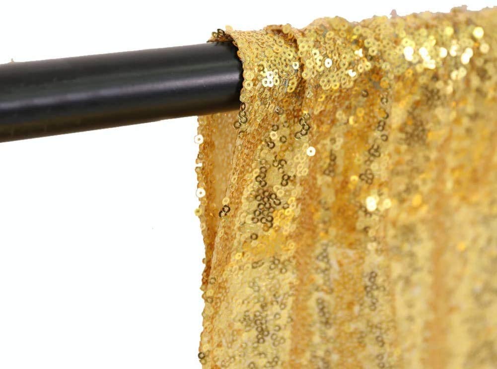 YCC 10FTx10FT Shiny Gold Sequin Backdrop Gold Sequin Curtain Background Photography Backdrop for Thanksgiving Christmas Party/Wedding Decorations Drapes Backdrop Photo Booth (10X10FT, Gold)