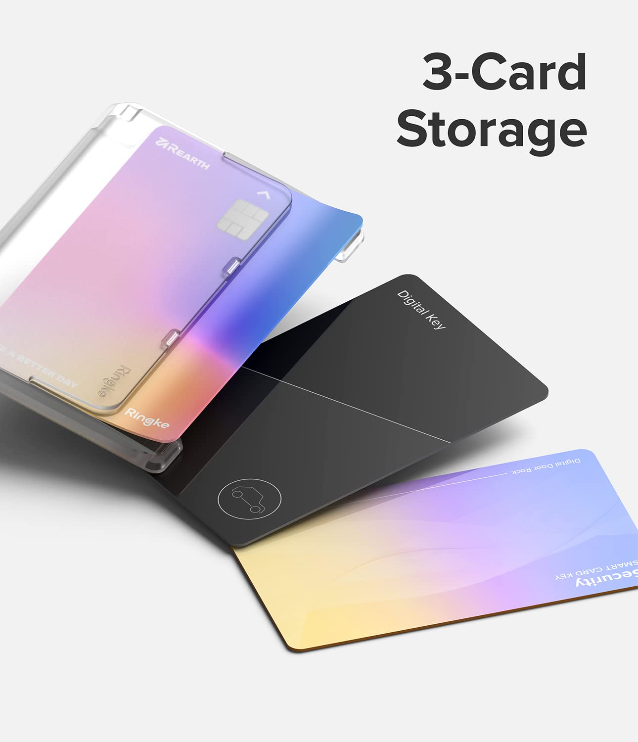 Ringke Side Slot Card Holder for Phone Case, Business Card Holder for Women, Men, ID Credit Card Holder Stick on, Phone Wallet Compatible with iPhone, Galaxy, and Pixel - Clear Mist (2 Pack)