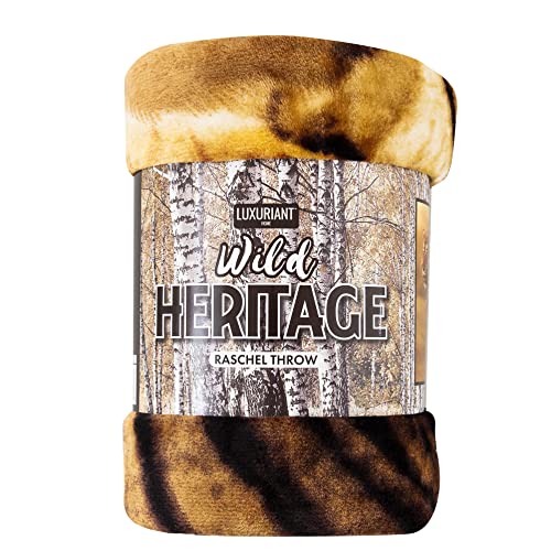 Northwest Savanna Tiger Oversized Raschel Throw Blanket, 60" x 80"