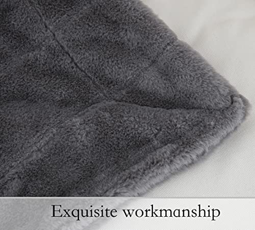 Faux Fur Throw Ultra Soft Double Sided, Fluffy Blanket for Winter Sofa Couch, Cuddly & Warm (50"x 60", Gray)