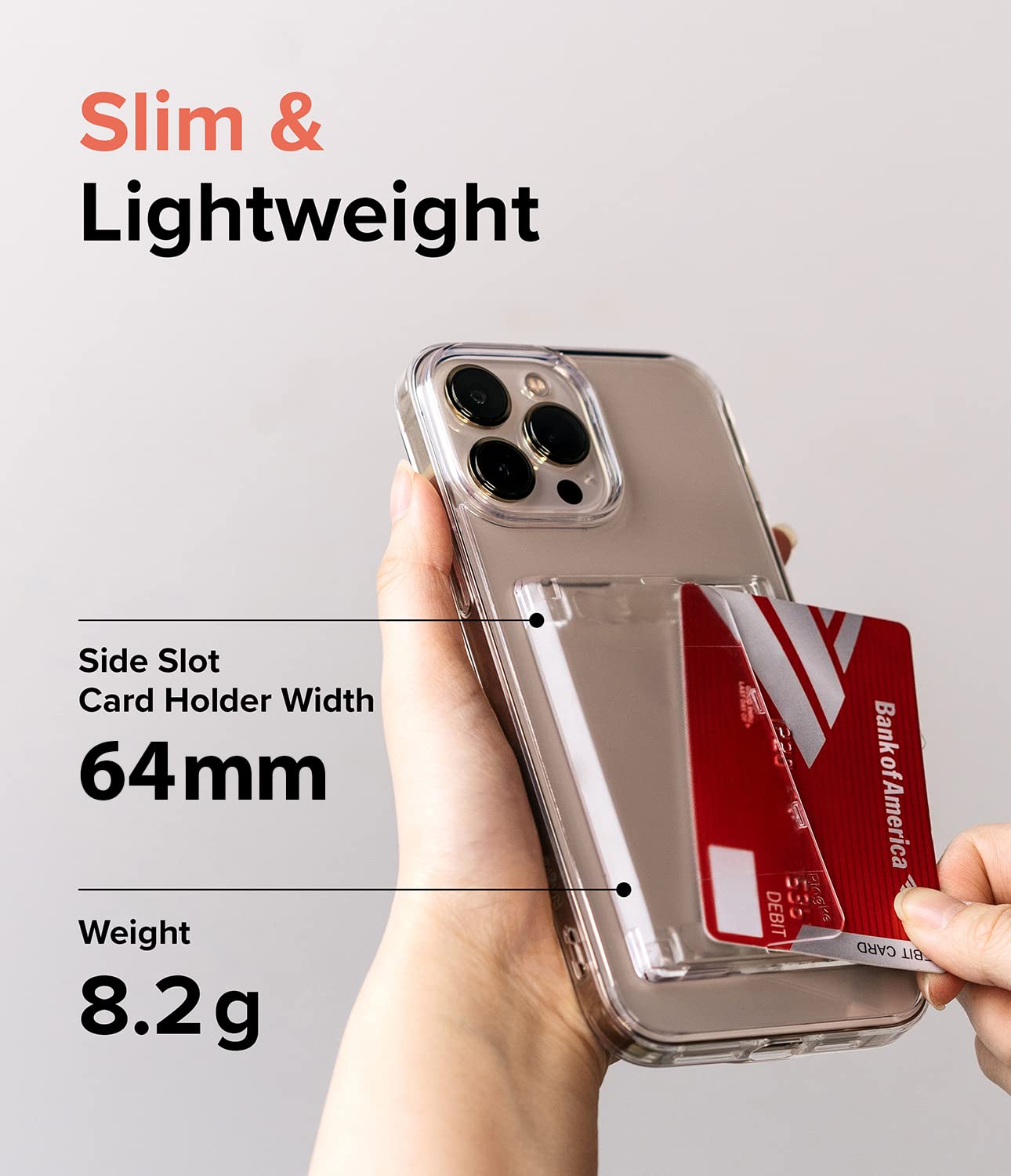 Ringke Side Slot Card Holder for Phone Case, Business Card Holder for Women, Men, ID Credit Card Holder Stick on, Phone Wallet Compatible with iPhone, Galaxy, and Pixel - Clear Mist (2 Pack)