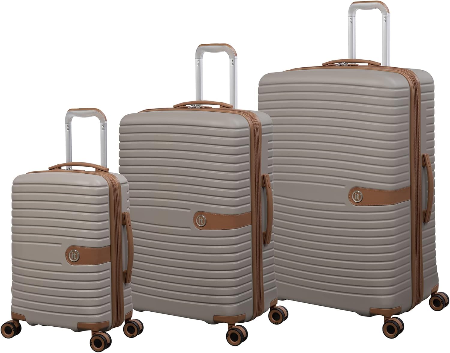 it luggage Encompass 31" Hardside Checked 8 Wheel Expandable Spinner, Beige and Brown
