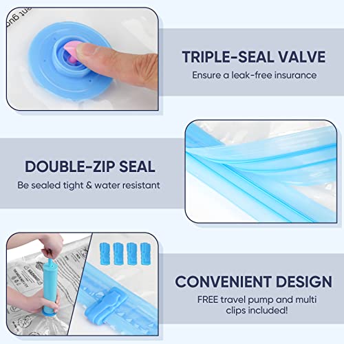 BALEINE Vacuum Storage Bag Space Saving Compression Sealer Bags for Moving, Hand Pump Included (Large 6 Pack)