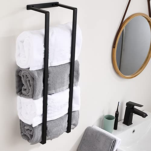 WANLIAN Wall Mounted Bathroom Towel Rack Bathroom Storage, Bath Towel Rack, Wall Mounted Towel Rack, Mounted Towel Rack- Black (Black Towel Rack)