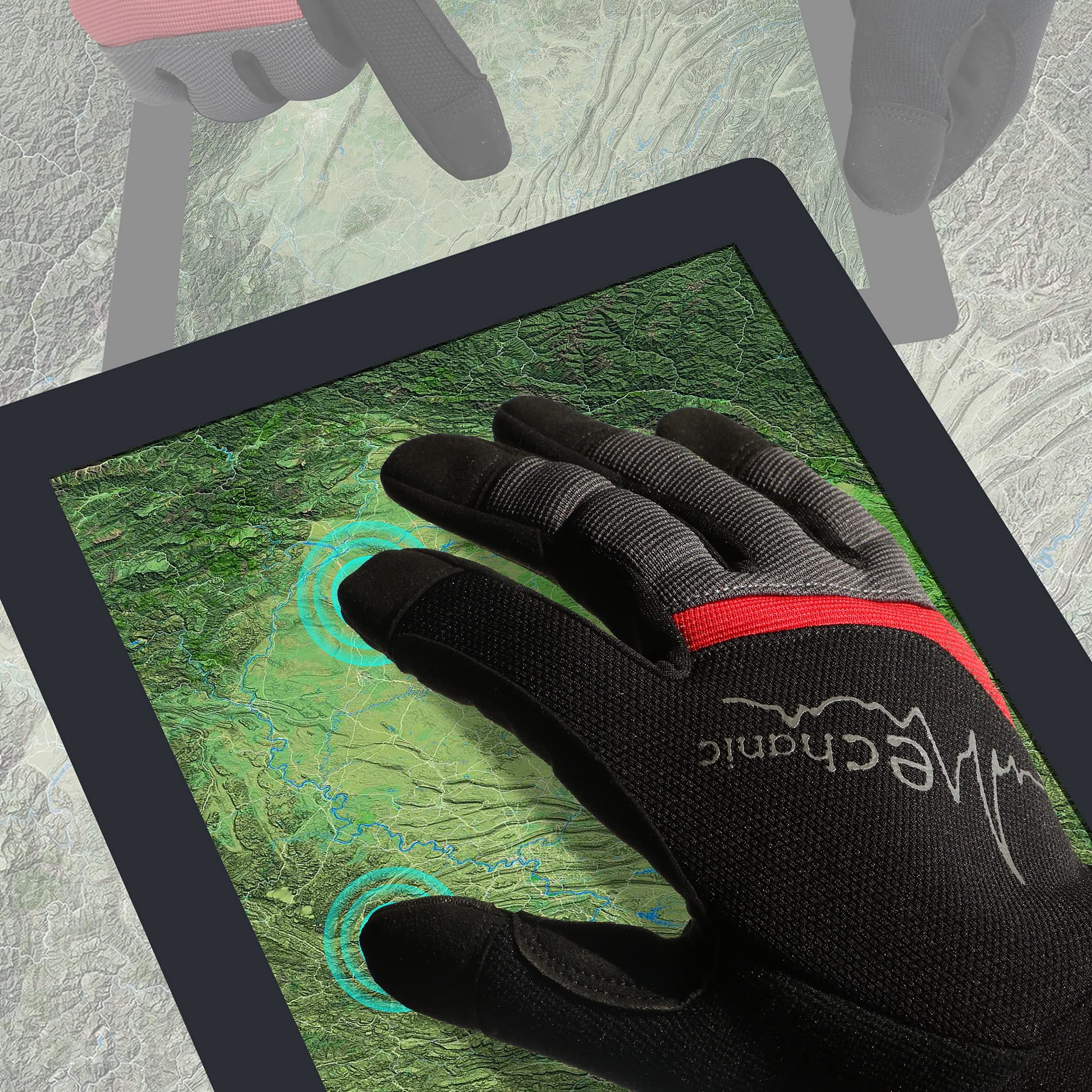 DULFINE Flex Grip Mechanic Work Gloves for Men,Black and Red Utility Safety Working Gloves Touch Screen,Excellent Grip,Ideal for Working on Cars and Outdoor Jobs(Medium)