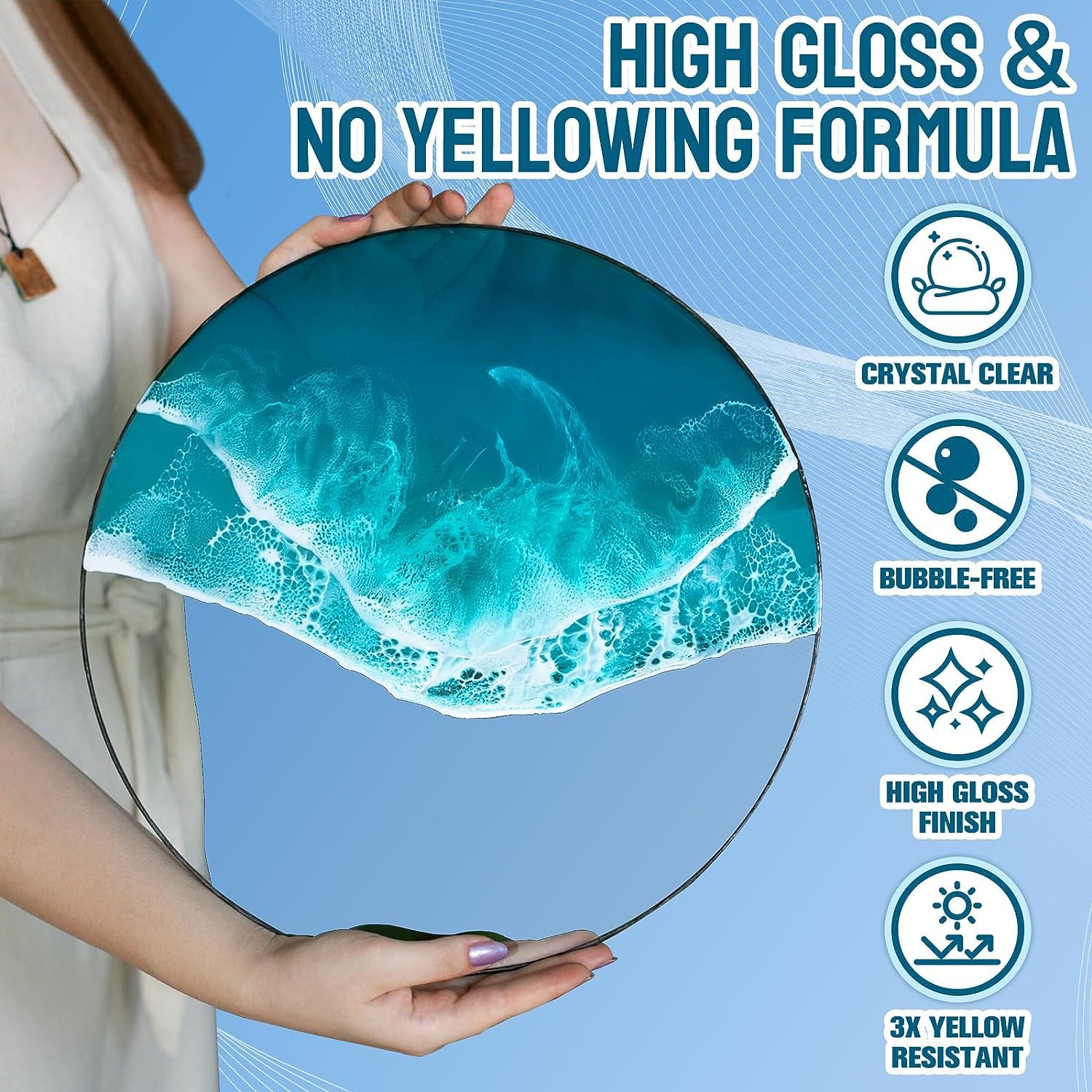 JDiction Fast Cure Epoxy Resin 1Gallon- 4 Hours Demold Upgrade Formula, Fast Curing and Bubbless Epoxy Resin, Crystal Clear Epoxy Resin Kit Self Leveling and Easy Mix for Art, Craft, Jewelry