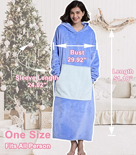 Animal Wearable Blanket Sweatshirt Unisex Oversized Animal Hoodie Blanket Thick Warm with Giant Pocket