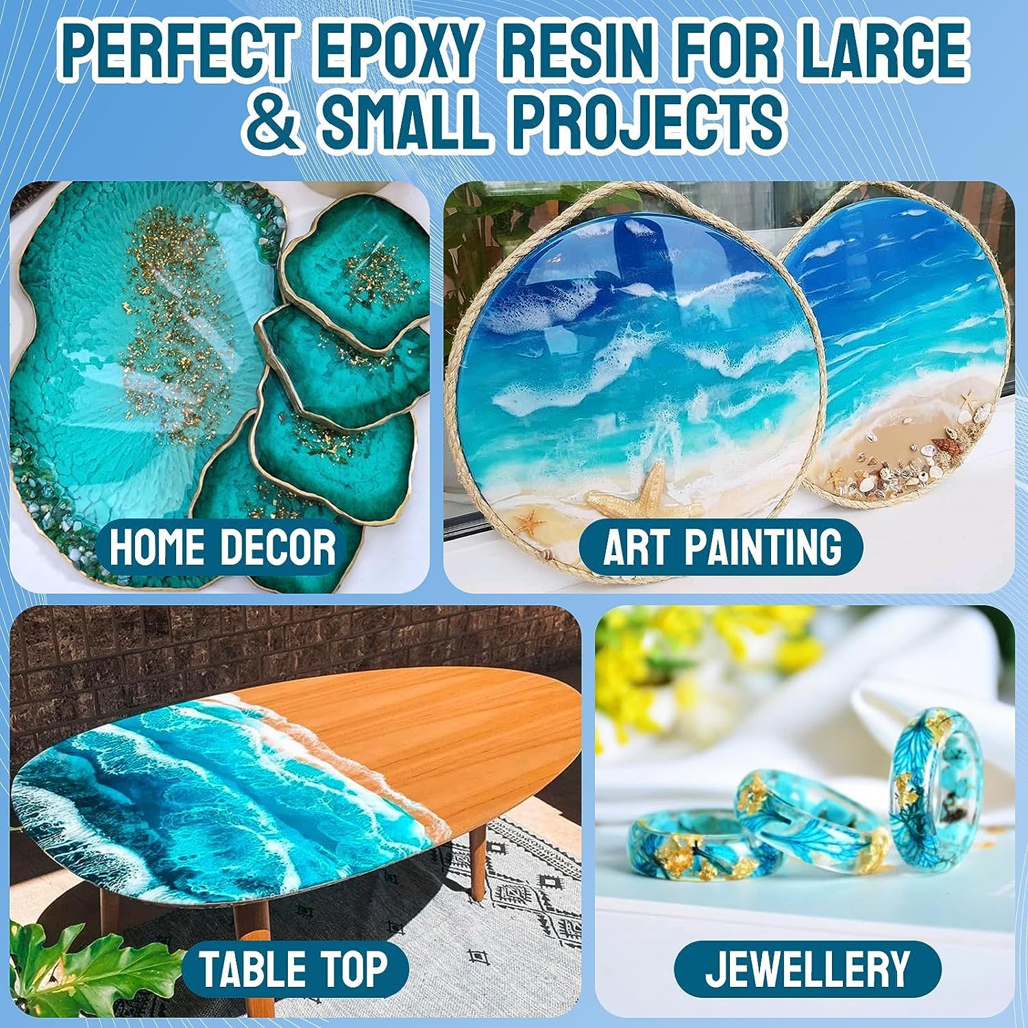 JDiction Fast Cure Epoxy Resin 1Gallon- 4 Hours Demold Upgrade Formula, Fast Curing and Bubbless Epoxy Resin, Crystal Clear Epoxy Resin Kit Self Leveling and Easy Mix for Art, Craft, Jewelry