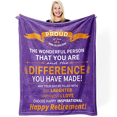 2023 Retirement Blanket Gift for Him & Her - Happy Retirement 60"x50" Soft Throw - Perfect for Nurses, Police, Teachers, Colleagues, Bosses & Parents.