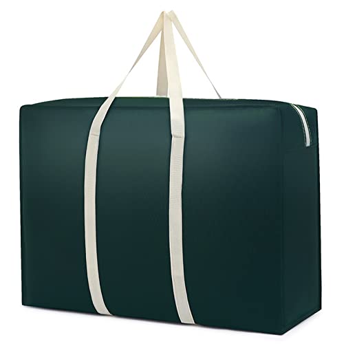 Large Zipper Storage Bag, Moving Packing Bags, Closet Organizer Storage Bags for Dorm Room Essentials, Clothes, Shoes, Blankets (Green)
