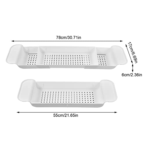 Expandable Bathtub Caddy Tray, Multifunction Bath Organizer Rack Holder for Candle Towel Book Phone Storage(White)