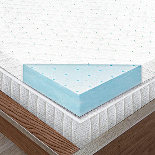 Tbfit 2 Inch Premium Gel-Infused Memory Foam Mattress Topper Full, Cooling & Ventilated Mattress Pad with Breathable Bamboo Cover, High Density & Comfort Body Support Bed Topper
