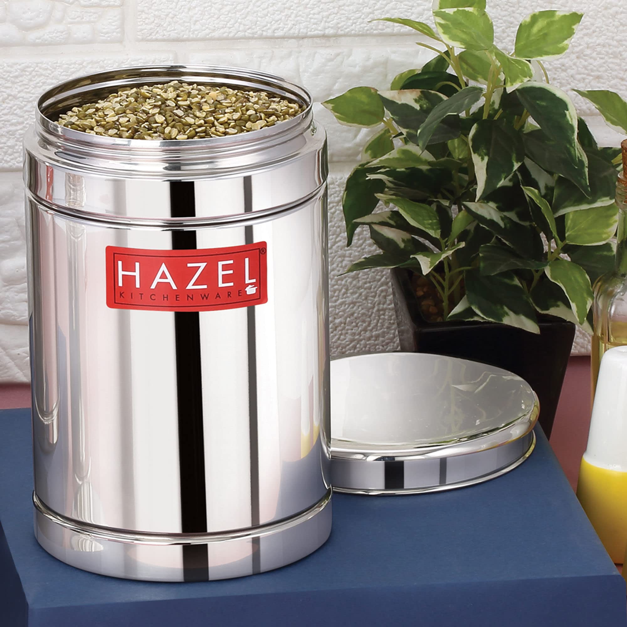HAZEL Stainless Steel Container Set | 800 ml Set of 6 Steel Container for Kitchen Storage Set | Air Tight Containers for Kitchen Storage | Ideal for Storing Rice, Cereal, Pulse, Snacks.