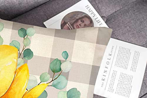 Spring Summer Pillow Covers 18x18 Set of 4 Sunflower Decorations for Farmhouse Pillows Home Sweet Home Bless This Home Decorative Throw Pillows Yellow Gray Throw Cushion Case for Home Decor TH169