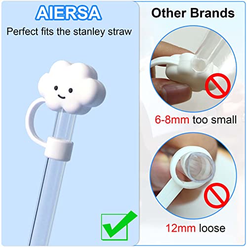 AIERSA Straw Cover for Stanley Cup,4Pcs Cloud Straw Covers Compatible with Stanley 30&40 Oz Tumbler with Handle,Silicone Straw Topper for Stanley Cups Accessories