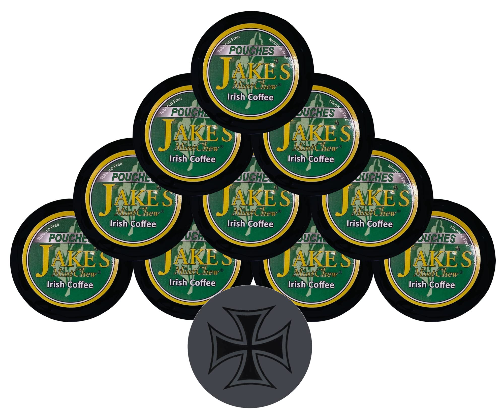 DC Crafts Nation Skin Can Cover Iron Cross with 10 Cans Jake's Mint Chew Irish Coffee Pouches