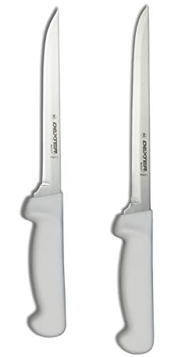 Dexter-Russell 7" and 8" Fillet Knife w/Polypropylene White Handle,Boning Knife, Flexible Fillet Knives for Meat Fish Poultry Chicken,bundle