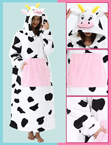 Oversized Wearable Blanket Sweatshirt for Adult Cute Animal Hoodie Blanket Jacket with Sleeves and Giant Pocket