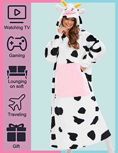 Oversized Wearable Blanket Sweatshirt for Adult Cute Animal Hoodie Blanket Jacket with Sleeves and Giant Pocket