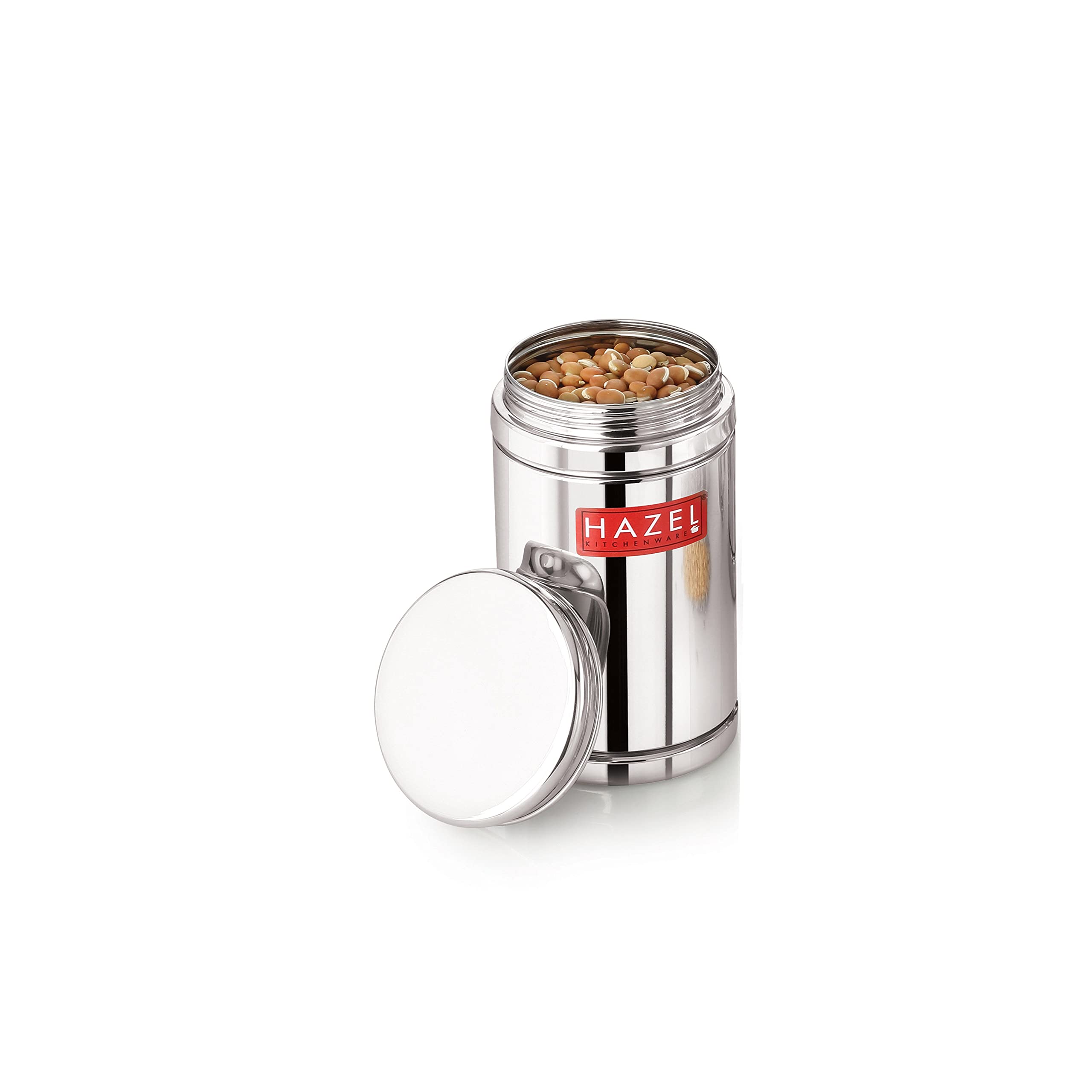 HAZEL Stainless Steel Container Set | 800 ml Set of 6 Steel Container for Kitchen Storage Set | Air Tight Containers for Kitchen Storage | Ideal for Storing Rice, Cereal, Pulse, Snacks.