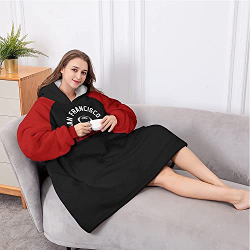 City Classic Football Wearable Oversized Blanket with Super Pockets, Sherpa Blanket Hooded, Warm Winnter Fuzzy Pullover for Women & Men