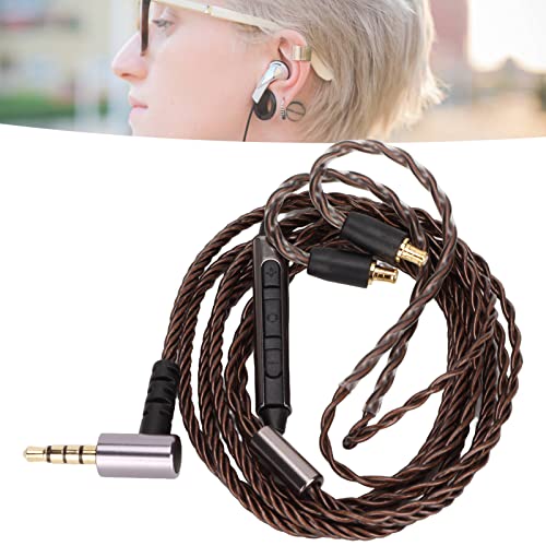 Headphone Upgrade Cable, Bronze Earphone Replacement Upgrade Cable Clear Sound Gold Plated Plug 3.5mm/A2DC Plug with Mic Wire Control for LS200 for E50