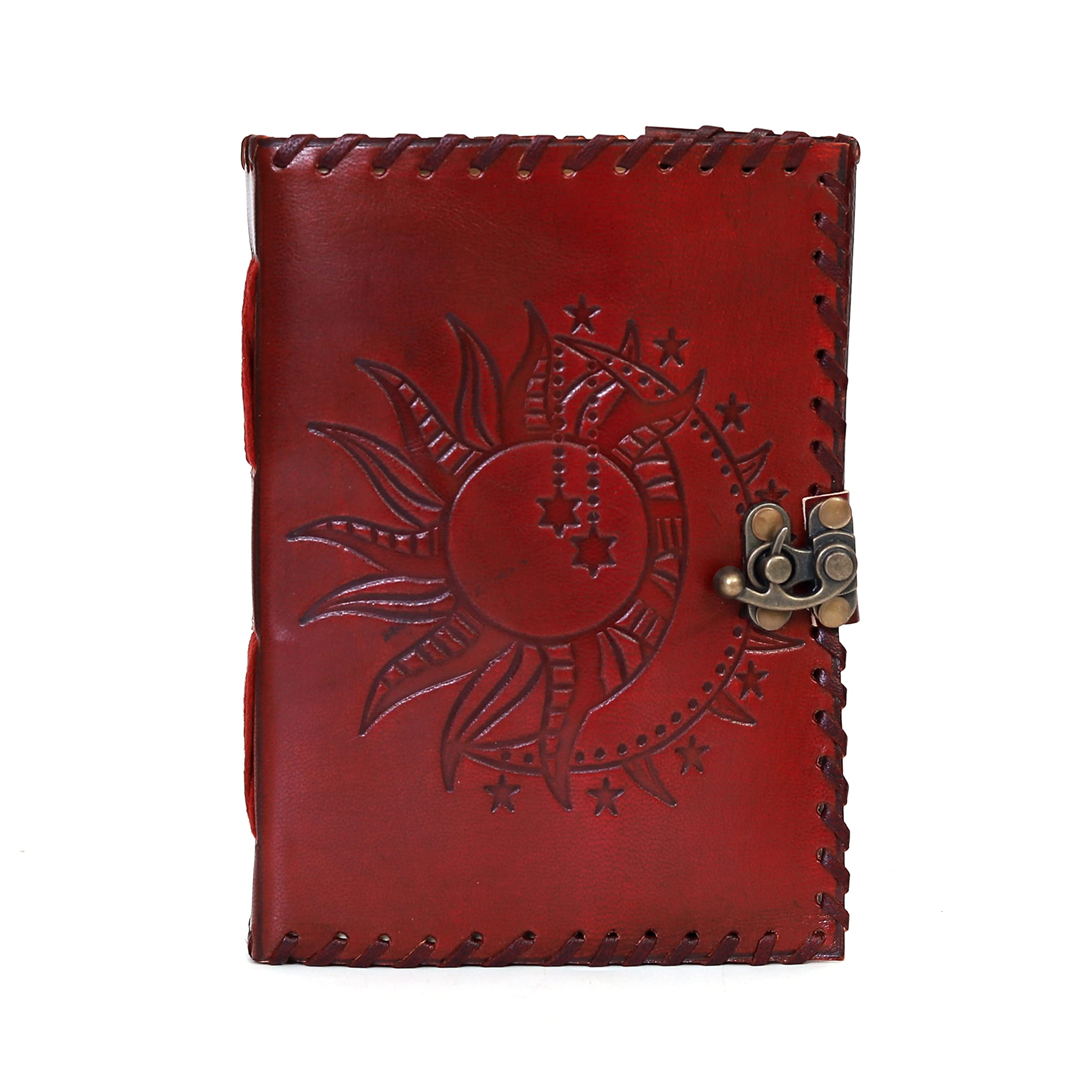 CLA Journal Leather, Leather Notebook, Vintage Journal, Leather Journal for Men, Leather Journal for Women, Sun and Moon Journal Leather, (7 x 5 Inch, Bronze - Sun & Moon)