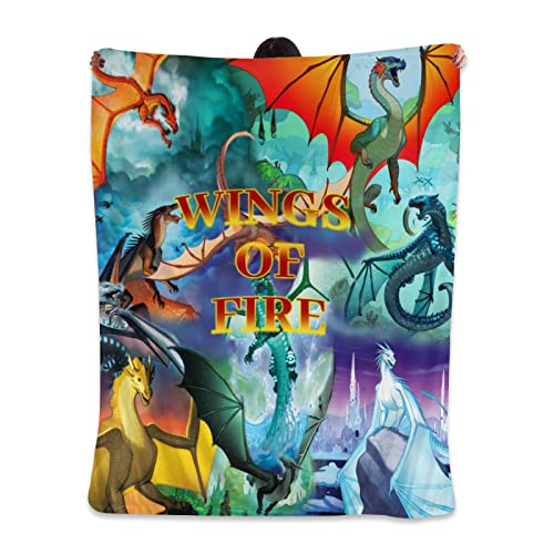 Sdyiohk Fantasy Novel Fire Dragon Cartoon Blanket – Personalized Print Throw Blanket – Cozy Soft Blanket for Provide Warm – 60"X80"