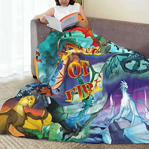 Sdyiohk Fantasy Novel Fire Dragon Cartoon Blanket – Personalized Print Throw Blanket – Cozy Soft Blanket for Provide Warm – 60"X80"