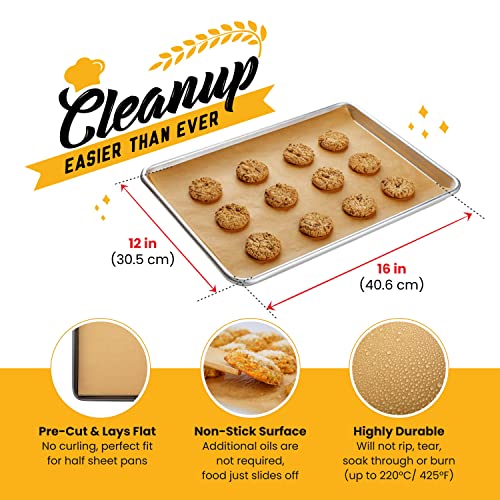 Parchment Paper Baking Sheets by Baker's Signature | Precut Non-Stick & Unbleached - Will Not Curl or Burn - Non-Toxic & Comes in Convenient Packaging - 12x16 Inch Pack of 120
