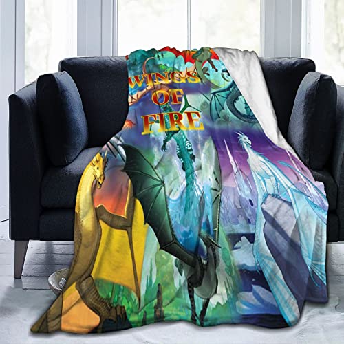 Sdyiohk Fantasy Novel Fire Dragon Cartoon Blanket – Personalized Print Throw Blanket – Cozy Soft Blanket for Provide Warm – 60"X80"