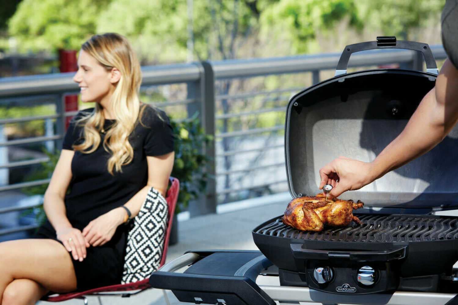 Travelq Pro285X Portable Propane Gas Grill with Scissor Cart, Black