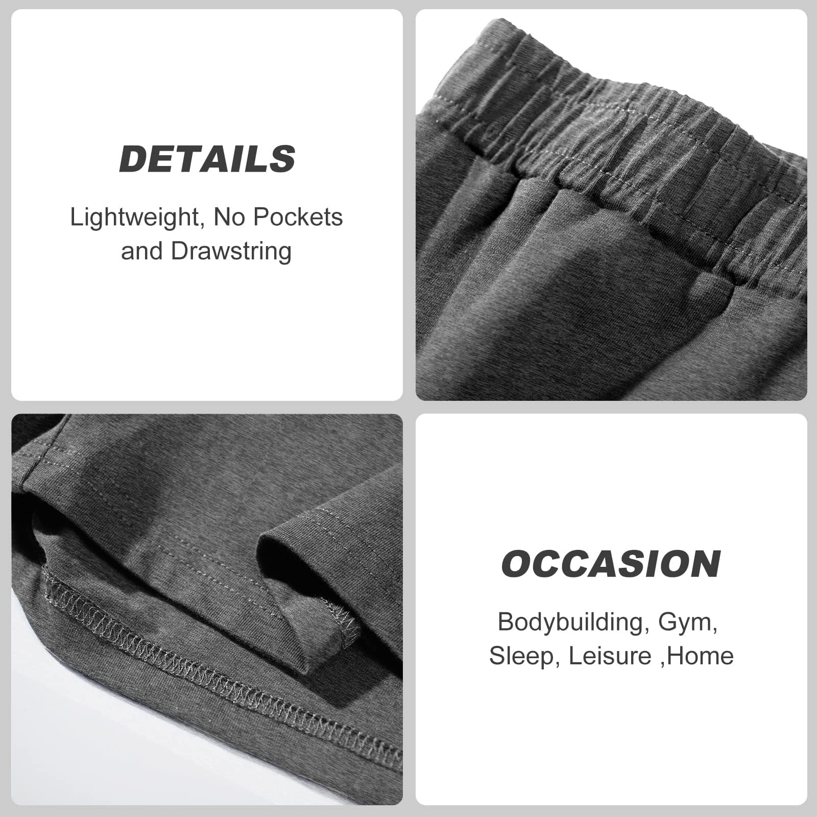 AMY COULEE Mens Gym Shorts 3" Bodybuilding Workout Shorts Lightweight Running Lounge Cotton Sleep Bottoms (M, Dark Gray)