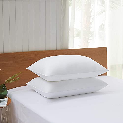 Acanva Cooling Bed Pillows for Sleeping 2 Pack, 3D Microfiber Filling Luxury Soft Supportive Plush for Side Back and Stomach Sleepers, with Breathable Removable Cover, Queen Size, White 2 Count