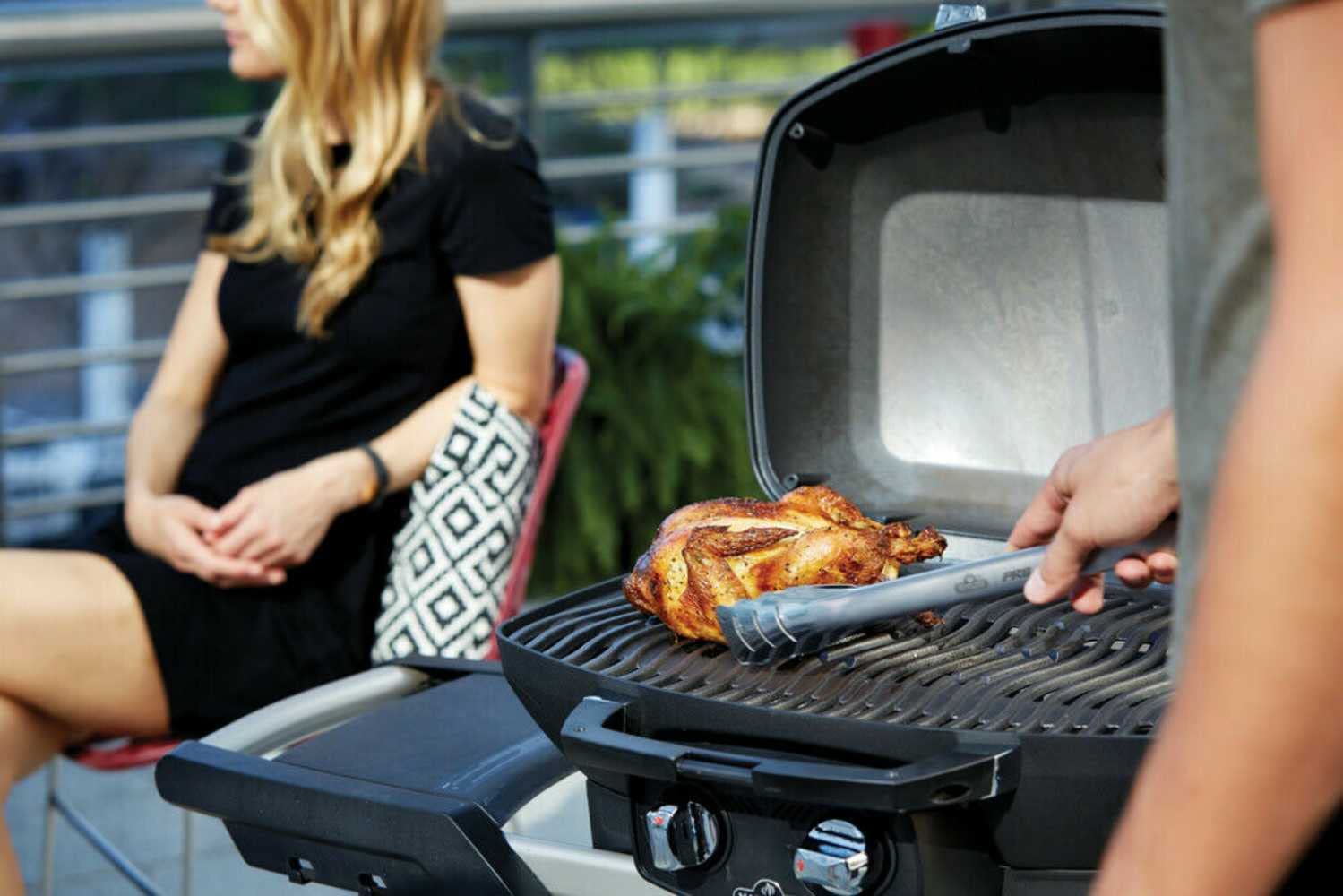 Travelq Pro285X Portable Propane Gas Grill with Scissor Cart, Black
