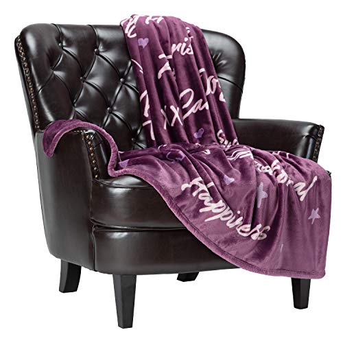 Chanasya Friends Forever Gift Throw Blanket - Super Soft Plush Fleece Laugh Hug Smile Joy Comfort Love Memories Best Friend Forever Gift Throw- for Women Men (50x65 Inches) - Aubergine Blanket