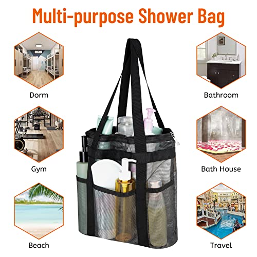 YAWSOUP 4-Pack Shower Shelf & Portable 2-Pack Mesh Shower Caddy,For Bathroom, Office, Dorm, Beach, Swim, Travel, Bundle - 2 Pack