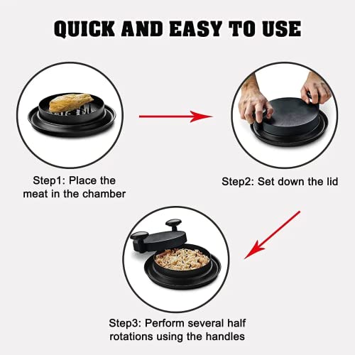 Chicken Shredder, Meat Shredder Meat Shredding Tool with Handles and Non-Skid Base Mat, Pork Shredder Suitable for Pulled Pork Red Beef Chicken (Black)