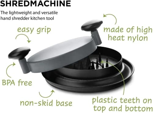 Chicken Shredder, Meat Shredder Meat Shredding Tool with Handles and Non-Skid Base Mat, Pork Shredder Suitable for Pulled Pork Red Beef Chicken (Black)