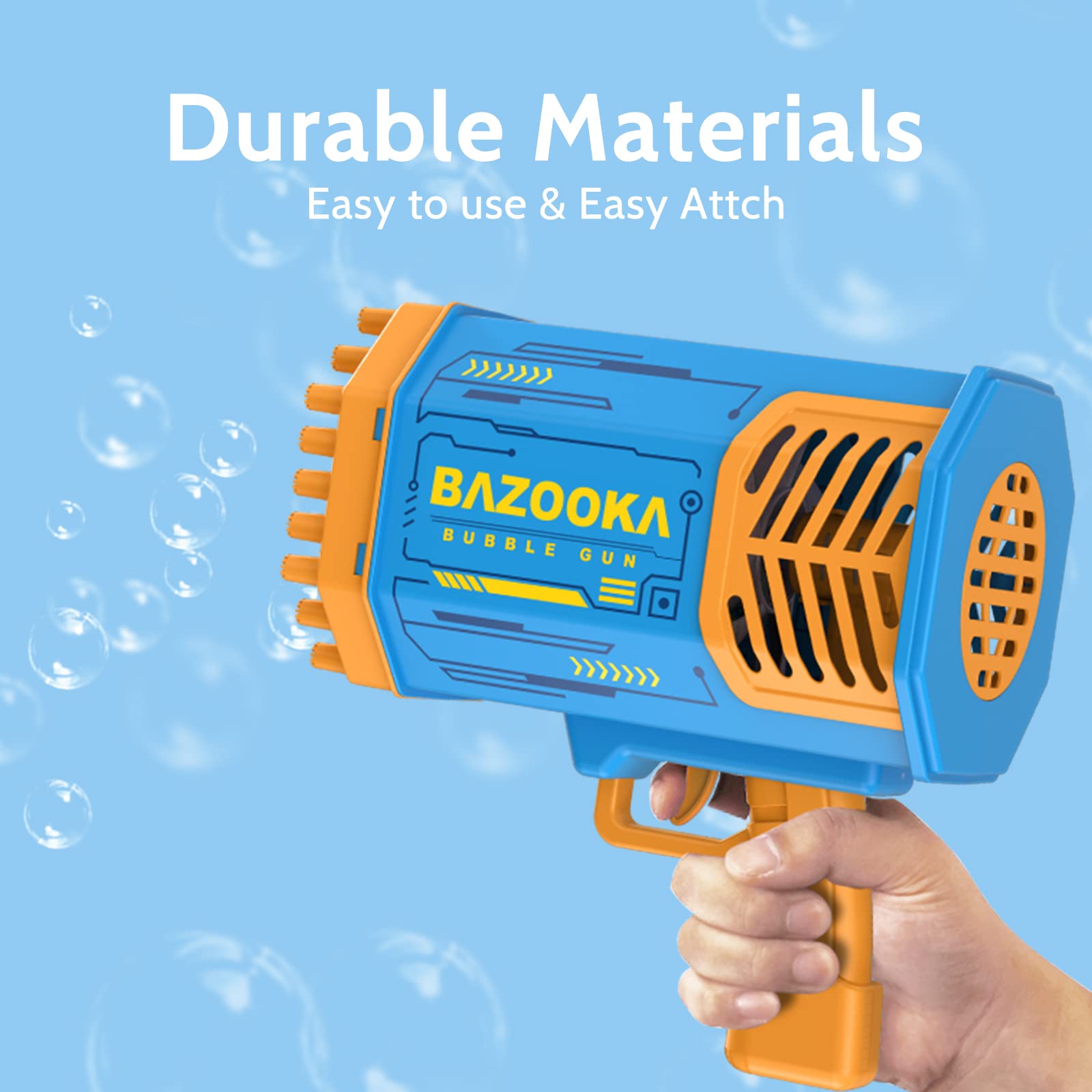 Bubble Gun, Bazooka Bubble Machine Gun, Bubble Blaster Gun with Bubble Solution, 69 Holes Bubble Bazooka Gun Outdoor Summer Toy Gifts Party Favors for Kids Blue Bubble Maker Blowers