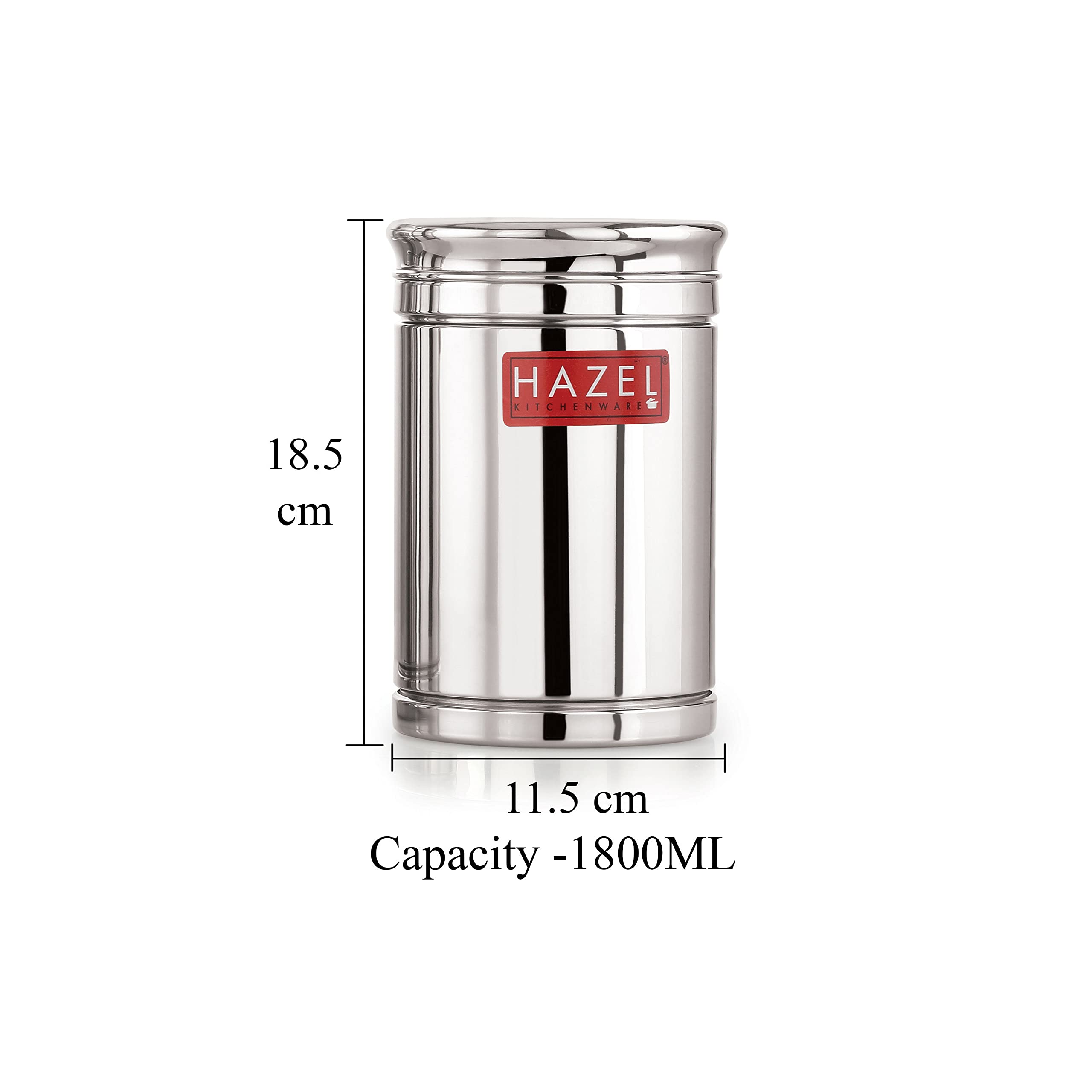 HAZEL Stainless Steel Airtight Container 1800 Ml Steel Storage Box For Kitchen Steel Container Jar For Kitchen Storage Ideal For Storing Rice, Cereal, Pulse, Snacks, Silver