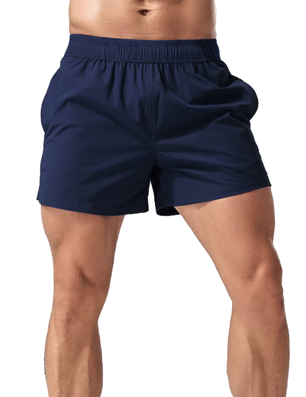 JEEING GEAR Men's Running Shorts 5 Inch Lightweight Athletic Shorts Quick Dry with Breathable Mesh Backside Color Navy Blue Size L