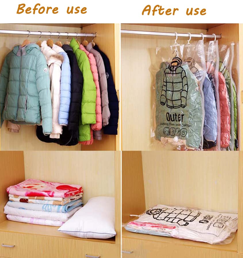 Space-Saving Hanging Compressible Storage Bags, Reusable Vacuum Storage Bags, Dustproof and Odorless Storage Bags (Electric suction pump)