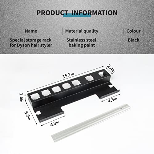Storage Holder for Dyson Airwrap Curling Iron Styler Wall Mounted Rack Bracket Stand with Adhesive for Home Bathroom Organizer Black (A)