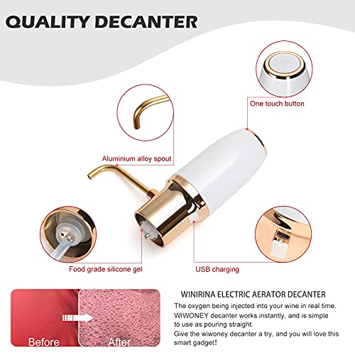 WINIRINA Automatic Wine Aerator Pourer Electric Smart Decanter,Dispenser Rechargeable with Micro USB Cable