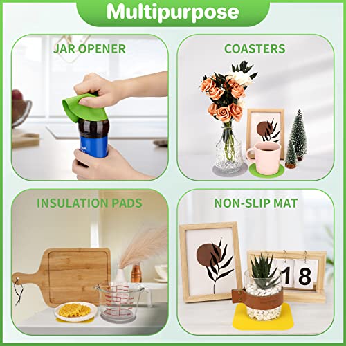 6pcs Jar Opener Gripper Pads, Rubber Jar Grippers Multi-function Kitchen Gadget Anti-slip Coasters Bottle Lid Opener Jar Opener for Seniors with Arthritis Weak Hands (6 Colors)