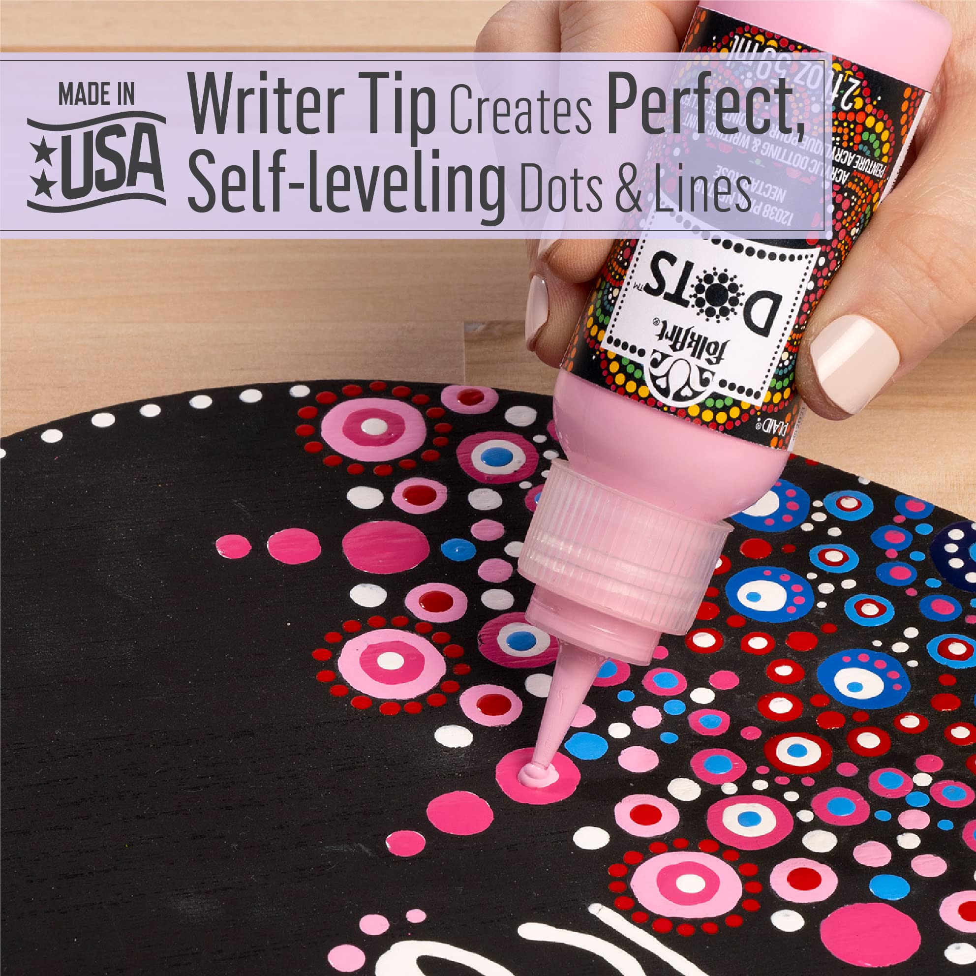 FolkArt Dots Set, 6 Piece Acrylic Paint Kit Featuring 6 Colors for DIY Indoor & Outdoor Multi-Surface Craft Projects, 49904
