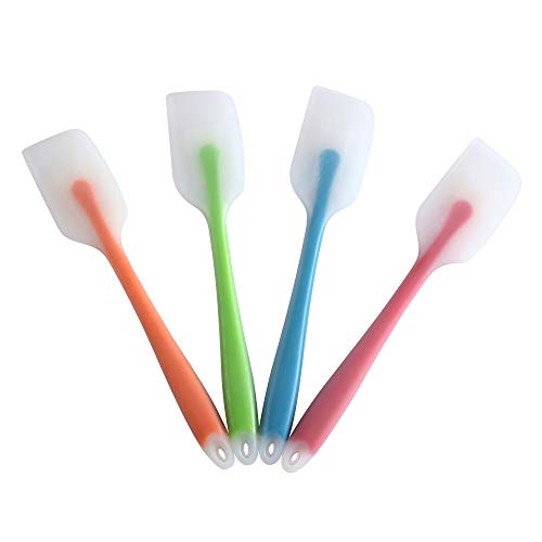 HiramWare Silicone Spatula Set of 4 - Heat Resistant Flexible Spatula 450F with Stainless Steel Core - Food Grade Premium Good Grip Kitchen Utensils - Seamless, Heavy Duty, BPA Free, Dishwasher Safe