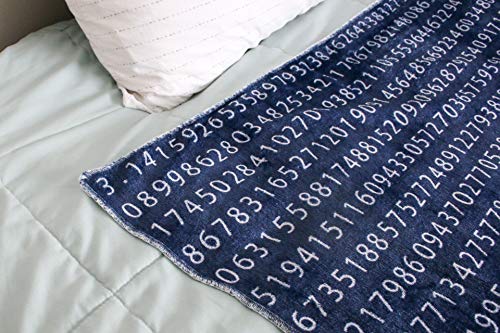 Pi Day Blanket | 4000+ Digits Pi Blanket | Pi Day Gift | Math Gift | Math Throw Blanket (Navy)